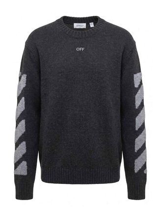 Off-white Pull Col Rond - Gris