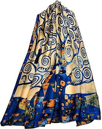 GFM m&eacute;lange de soie &eacute;charpe d&eacute;t&eacute; bas&eacute;e sur lart de la peinture (VSLK-Klimt - Arbre de vie) FS-VSLK-SC-3382-A
