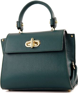 modamoda.de T182 - ital. Damen Henkeltasche Klein Leder, Farbe:Petrol