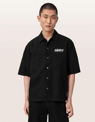AllSaints Synth - Chemise &agrave; manches courtes - Noir orca
