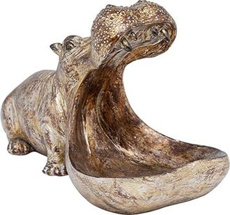 Kare Design Design Deko Figur Hungry Hippo, Gold, Deko Objekt, Nilpferd, Vintage, 17x15x27 cm (H/B/T)