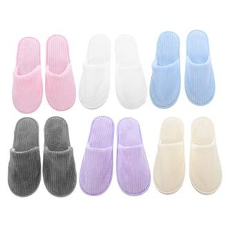 Holibanna 6 Paires Chaussons Invités Polaire Antidérapants Fermés et Lavables Pantoufles Colorées pour Spa Hôtel Voyage et Maison