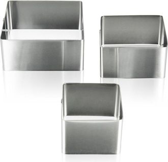 Metaltex 204538 Allzweck Kochringe quadratisch 3-er Set aus Edelstahl