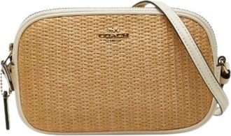 Coach Sac bandouli&egrave;re en raphia et cuir Pre-owned - Femme - Pre-owned - Beige - Taille: ONE Size