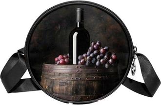 Generic Sac &agrave; bandouli&egrave;re rond pour femme, sac &agrave; bandouli&egrave;re rond d&eacute;contract&eacute; avec fermeture &eacute;clair et bretelles r&eacute;glables, rouge vin