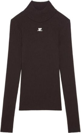 Courr&egrave;ges Femme, Pulls, Brun, Taille: 42 FR Mockneck Pullover