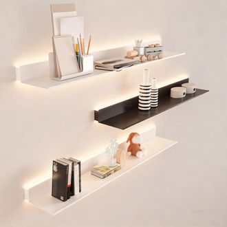 Generic LED-Wandregal mit integrierter Beleuchtung Wandmontage Metallregal mit Leuchtelementen Kreatives Hängeregal mit Beleuchtung for Wohnzimmer, Schlafzimm