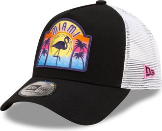 New Era Adjustable A-Frame Trucker Cap - Miami schwarz