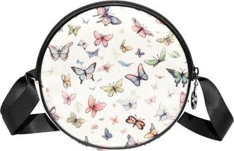 Generic Sac &agrave; bandouli&egrave;re rond pour femme, petit sac &agrave; bandouli&egrave;re esth&eacute;tique avec fermeture &eacute;clair, bretelles r&eacute;glables, sac &agrave; main rond d&eacute;contract&eacute; pour fem