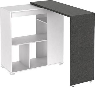 Vente-Unique Bartisch drehbar mit Stauraum - Weiß & Beton-Effekt - SATURNE