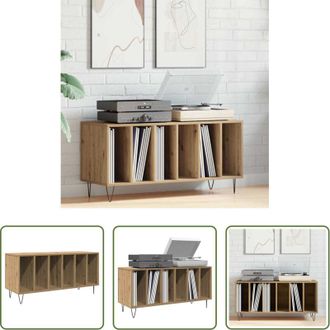 vidaXL vidaXL Meuble en bois ding&eacute;nierie - Meuble &agrave; vinyles avec &eacute;tag&egrave;re ch&ecirc;ne artisanal 100 x 38 x 48 cm