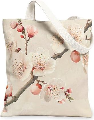 Generic Sac fourre-tout en toile r&eacute;utilisable pour le shopping, 33 x 38,1 cm, joli motif floral Watercoloer pour femme, jardin, plage, peinture esth&eacute;tique, d&eacute;
