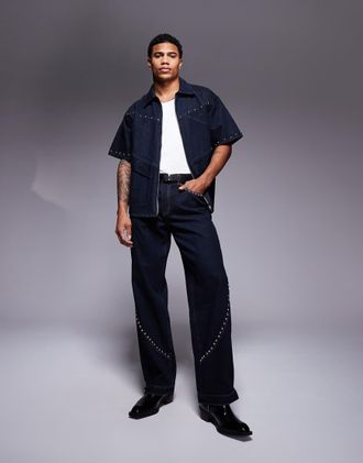 Liquor & Poker Jean densemble à clous - Indigo-Bleu marine