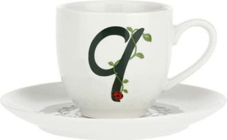 La Porcellana Bianca PORCELLANA Solotua Kaffeetasse mit Untertasse Buchstabe Q 85 ml in Geschenkbox