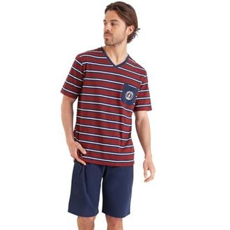 Ath&eacute;na Homme Rayures Cap Horn Ensemble De Pyjama, Bordeaux/Bas Bleu Marine, S EU