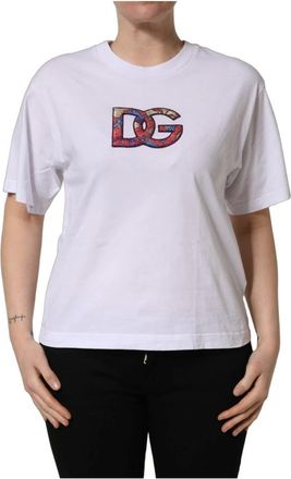 Dolce & Gabbana Femme, Tops, Blanc, Taille: 36 FR T-shirt col rond