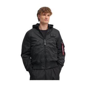 Alpha Industries Ma-1 Zip Hood Backprint Bomberjacke - - Jackets - Herren - Schwarzk - S