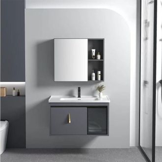 Rea Badm&ouml;bel-Set Mit Pariser Waschbecken Rea Grey 60cm