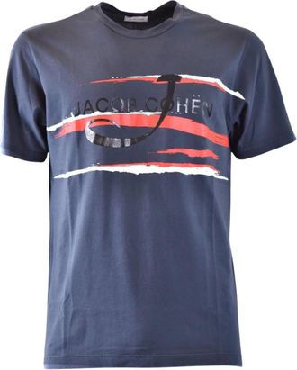 Jacob Cohen Homme, Tops, Bleu, Taille: L Cotton Logo T-Shirt