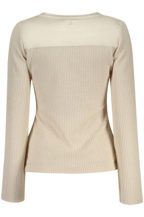 Guess Strickpullover Beiger Damenpullover mit V-Ausschnitt aus Bio-Baumwolle mit Logo