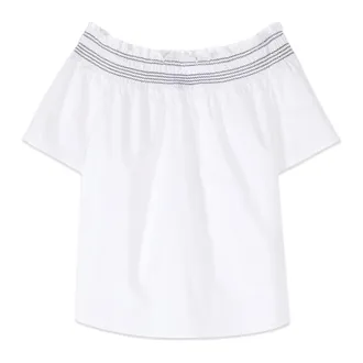 Oltre Femme, Blouses et Chemises, Blanc, Taille: 44 FR Blouse en coton &eacute;paules d&eacute;nud&eacute;es