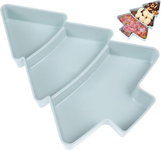 DOITOOL Snack-Serviertablett in Weihnachtsbaumform, Dessert-Servierschalen für Obst, Vorspeisen, Dips, Gewürze, Weihnachten, Urlaub, Partyzubehör (hellblau)