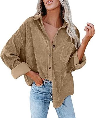 Generic Chemise en Velours C&ocirc;tel&eacute; Femme Chemisiers Femmes Doux Avec Boutons &Eacute;l&eacute;gant-Hauts Tunique Femme Avec Poches Col Rabattu Chemisier D&eacute;contract&eacute; Chemisie