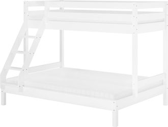 Erst-Holz Doppel-Etagenbett 140x200 und 90x200 Erwachsenen-Stockbett Kiefer Massivholz wei&szlig; V-60.18W-09-14Rollrost. Matratze und G&auml;stebettkasten inkl