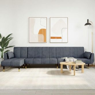 vidaXL Canap&eacute; lit en forme de L gris 275x140x70 cm velours