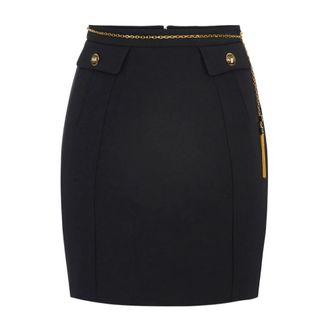 Elisabetta Franchi Rock mit Schmuckkette aus doppellagigem Cr&ecirc;pe - - Skirts - Damen - Schwarzk - S