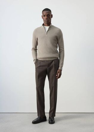 Mango Pull-over maille fine fermeture &Eacute;clair gris vison - Homme - XXL - MANGO MAN