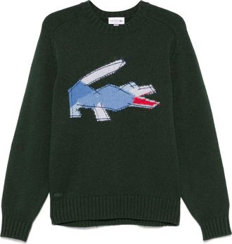 Lacoste Pullover mit Kroko-Muster - Gr&uuml;n