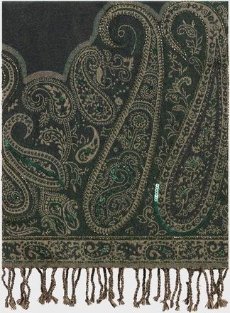 Gerard Darel Echarpe &agrave; sequins en laine - SIRINE - Vert Kaki