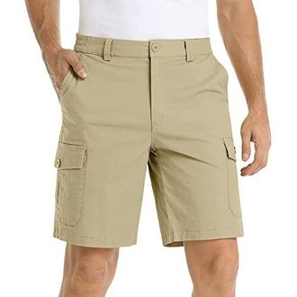Generic Lot de shorts chino pour homme - Taille &eacute;lastique - Pantalon cargo de couleur unie - Coupe droite - Pour l&eacute;t&eacute;, le golf, le travail, les vacances - Sho