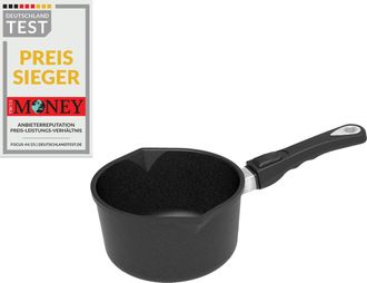 AMT Gastroguss Milchtopf, Ø 18 cm, 10 cm hoch, Soßentopf mit festem Stiel, induktionstauglich, Lotan Antihaft-Veredelung, Aluguss (Aluminium), AMZN-I-918
