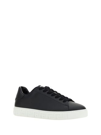 Versace Mens Leather Sneakers Black