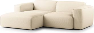 Studio Copenhagen home24 Ecksofa mit XL-Longchair Beige Cordstoff Snor 260 x 71 x 171cm Longchair davorstehend links Modern