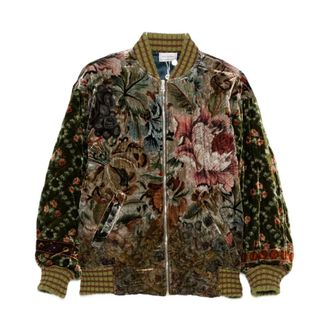 Pierre-Louis Mascia Femme, Vestes, Multicolore, Taille: 40 FR Manteau Velours Floral &agrave; Fermeture &Eacute;clair