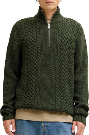 Jack & Jones Male Sweatshirt mit halbem Rei&szlig;verschluss Einfarbig Sweatshirt mit halbem Rei&szlig;verschluss