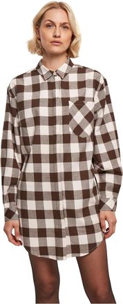 Urban Classics Damen Ladies Oversized Check Flannel Shirt Dress pink/Brown, M