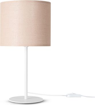 Paco Home Tischlampe Nachttischlampe Wandleuchte Wohnzimmerlampe E14 Schlafzimmer Lampenschirm Stoff Einfarbig Uni LED, Farbe:Beige (&Oslash;18 cm), Leuchtenart/Farbe: