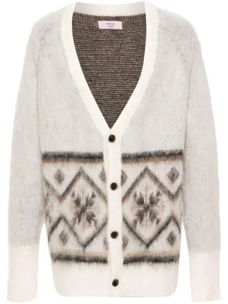 Martine Rose Geb&uuml;rsteter Cardigan mit Fair-Isle-Muster - Wei&szlig;