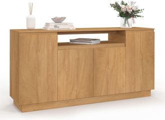 IDMarket Buffet 160 cm SERENA 4 portes avec niche centrale effet bois