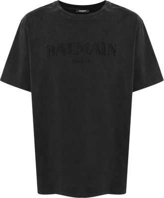 Balmain Homme, Tops, Gris, Taille: L T-shirt Vintage Brod&eacute;