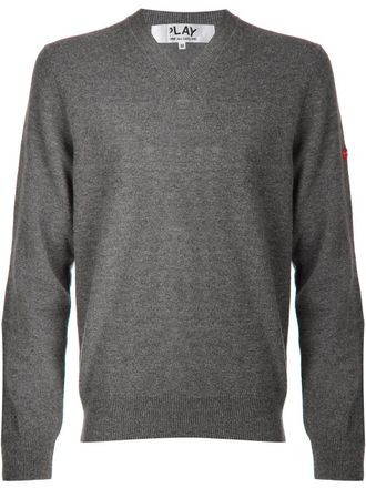 Comme Des Garçons mini heart v-neck sweater - Gris