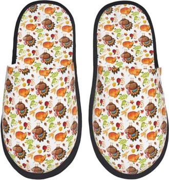 Generic Poulet De Thanksgiving Imprimer Pantoufles Moelleuses Chauds Pantoufles En Peluche Plates Chaussons Pour Homme Intérieur Femme L