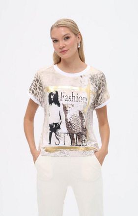 Passioni T-Shirt mit grafischem Print und metallischen Details