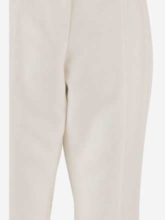 Balenciaga Womens Trousers Tailored Slim-Fit Wool And Silk Ivory
