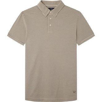 Hackett Herren Yd Stripe Polo Ss Polohemd, Khaki, M