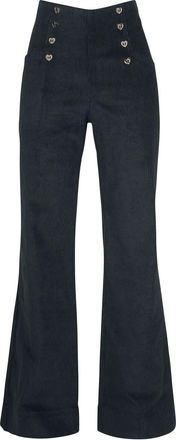 Voodoo Vixen Blith Black Corduroy High-Waisted Trousers Frauen Stoffhose schwarz XL